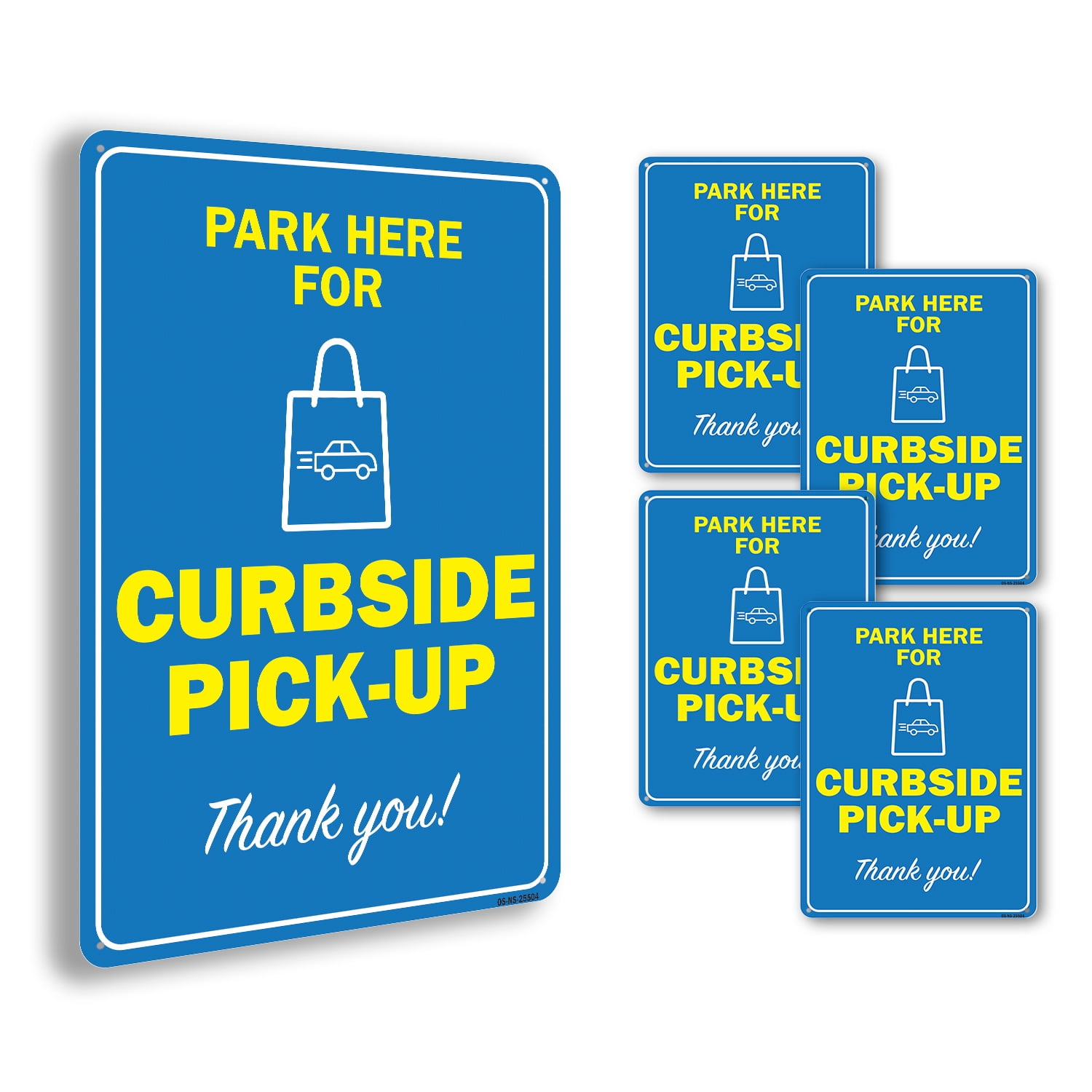 Park Here For Curbside Pick-up Public Safety Aluminum Sign 10 Inch x 7 ...