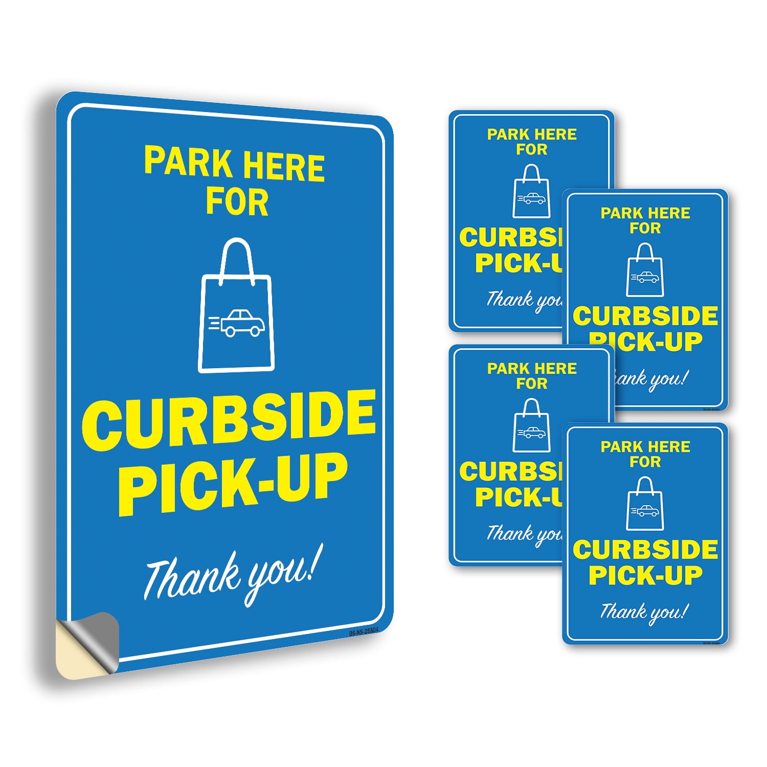 Park Here For Curbside Pick-up Public Safety Vinyl Decal Label 7 Inch x ...