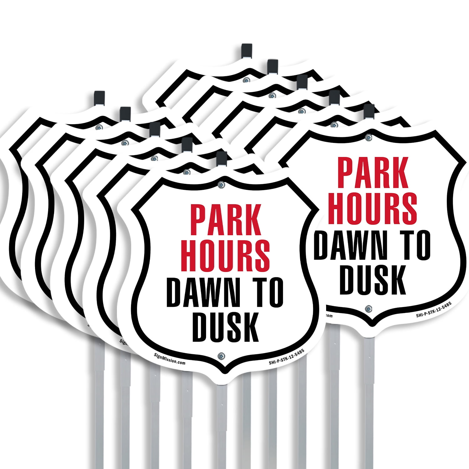 Park Hours Dawn Dusk (10 Pack) 12 inch X 12 inch Shield Shaped ...
