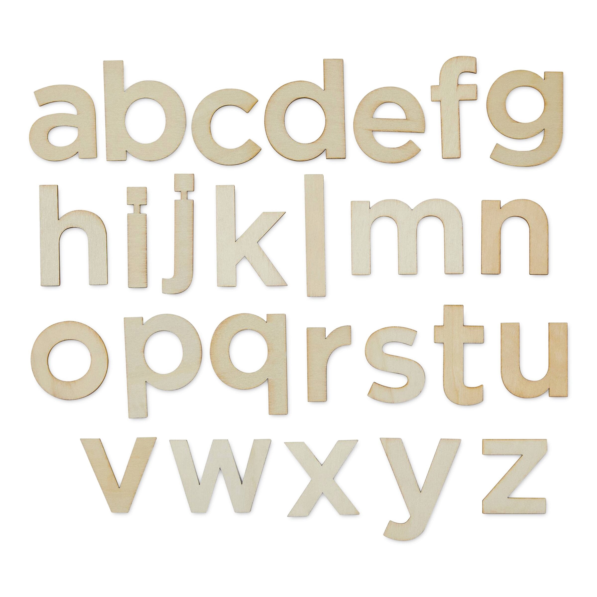 Park Lane Unfinished Wood Letters - Lowercase, Sans Serif, Pkg of 26 ...