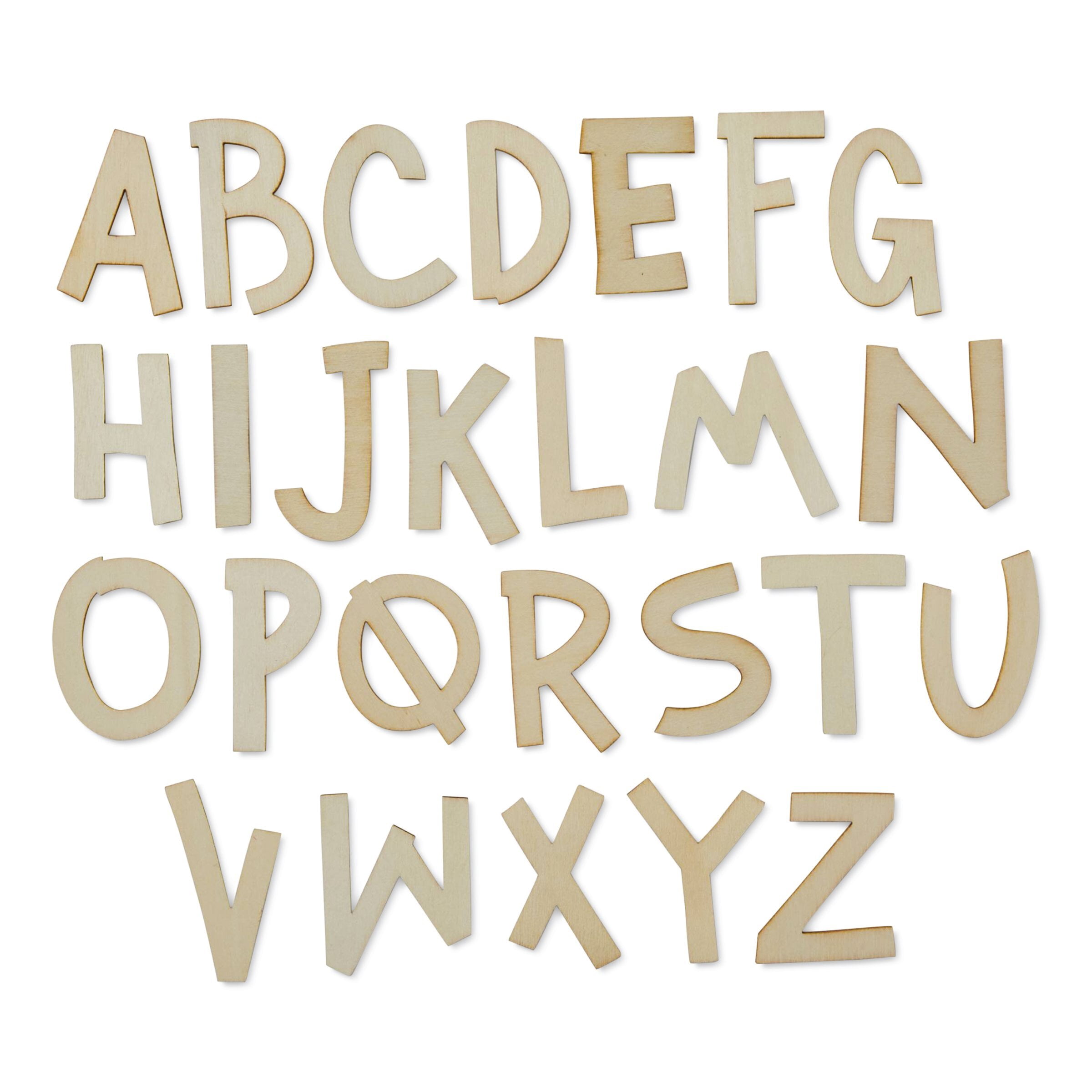 Park Lane Unfinished Wood Letters - Uppercase, Fun Sans Serif, Pkg of ...