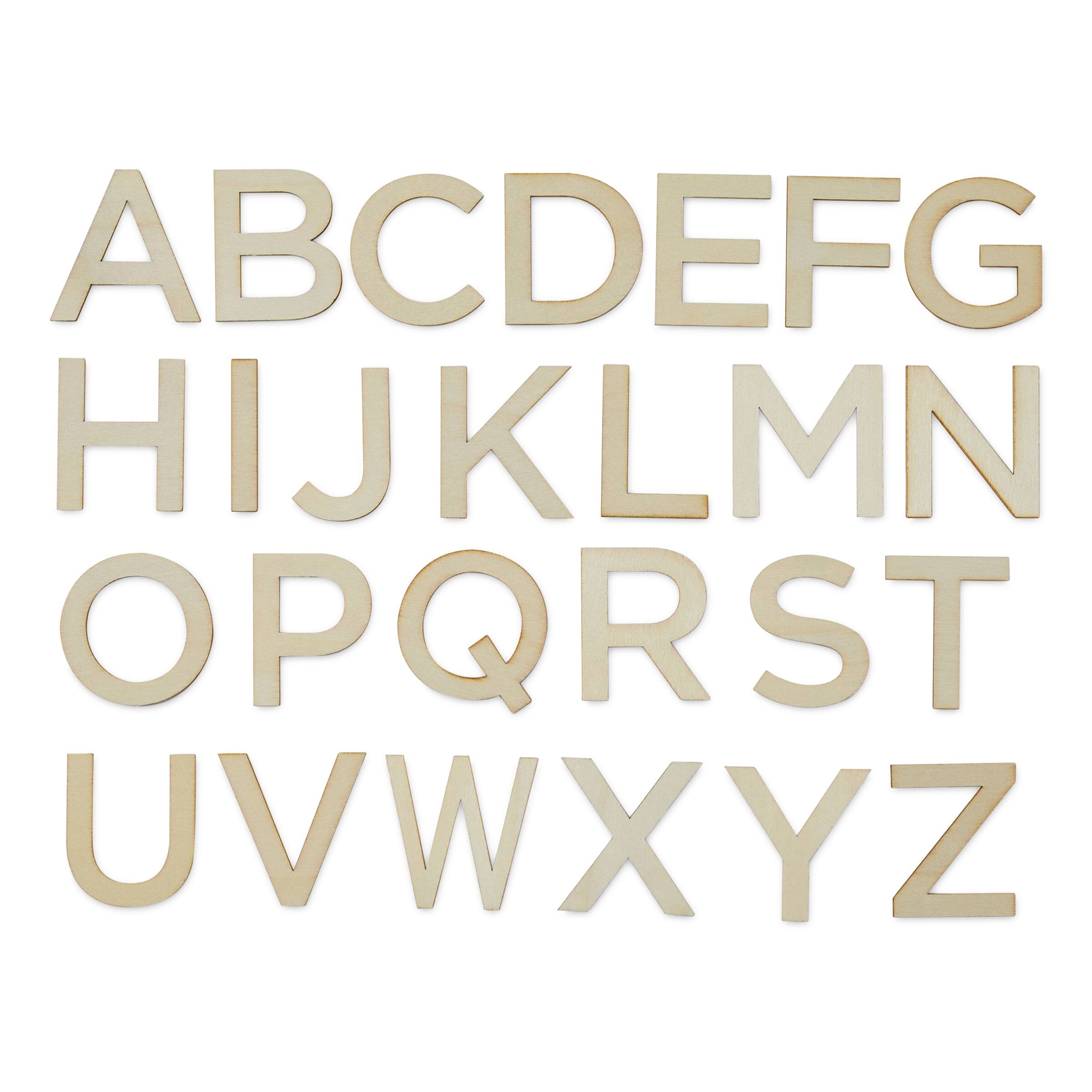 Park Lane Unfinished Wood Letters - Uppercase, Wide Sans Serif, Pkg of ...