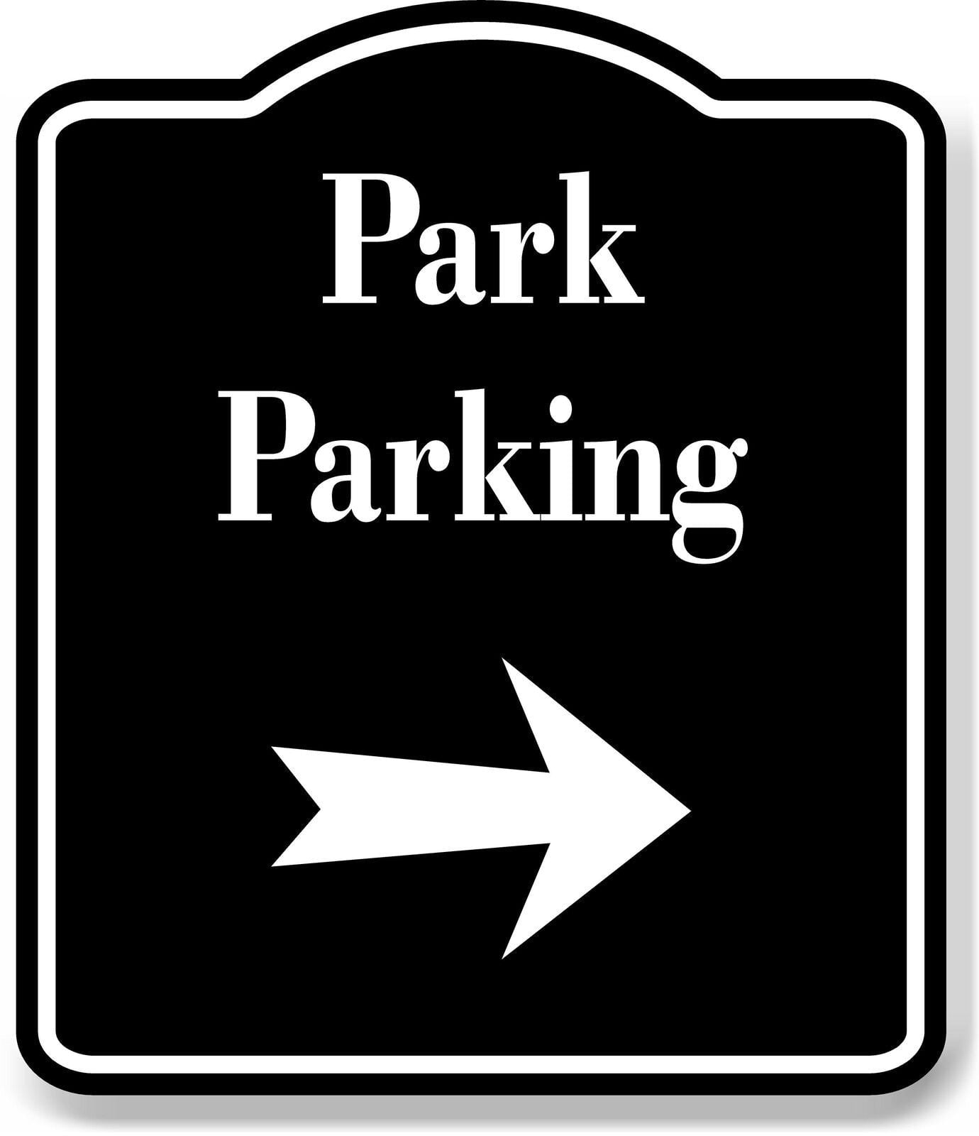 Park Parking Right Arrow BLACK Aluminum Composite Sign, 20"x24 ...