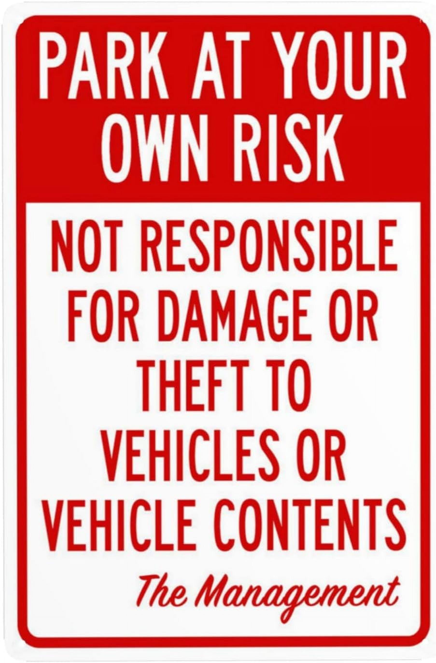 Park At Your Own Risk Fly Or Foul Balls May Strike Vehicles Metal ...