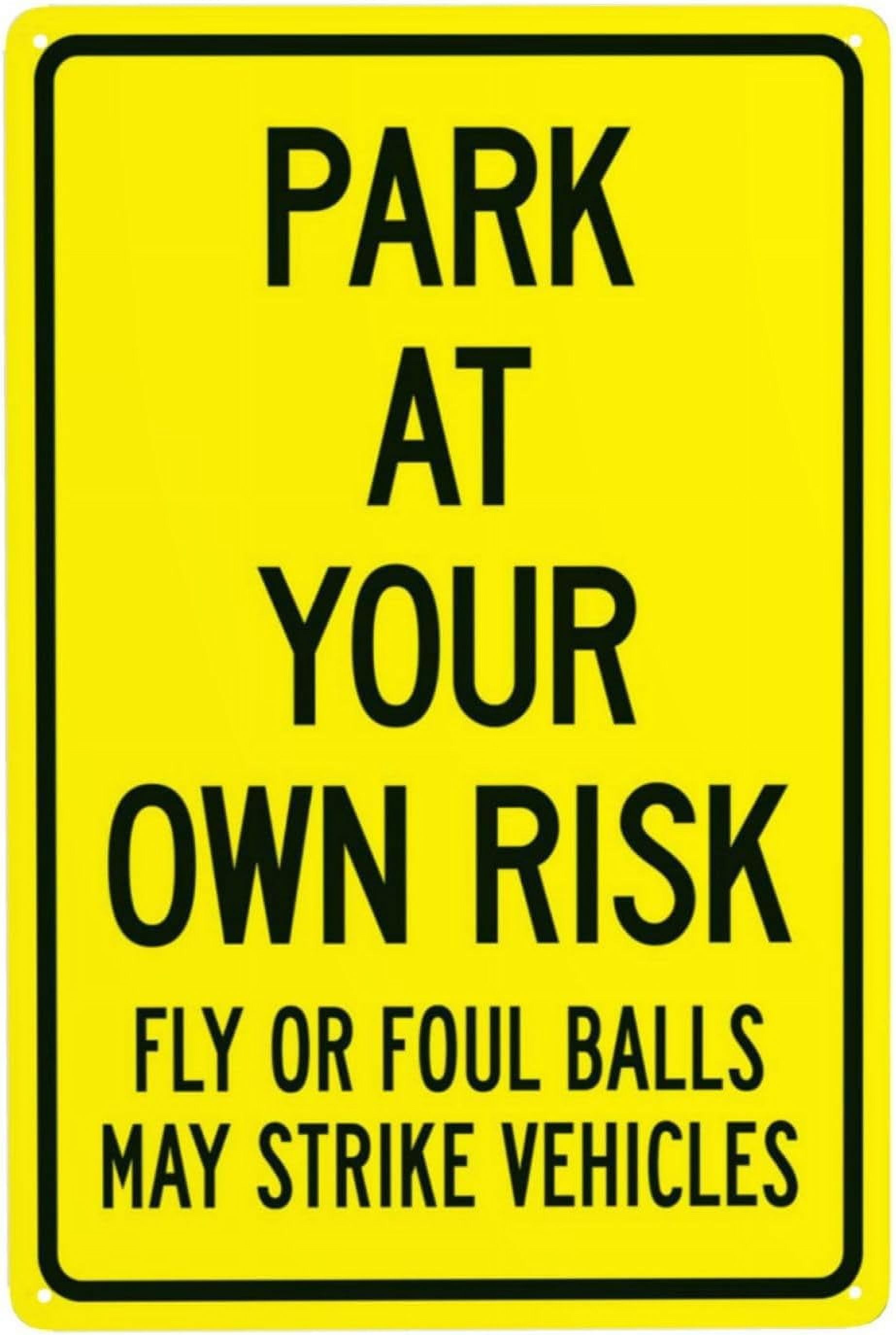 Park At Your Own Risk Fly Or Foul Balls May Strike Vehicles Metal ...
