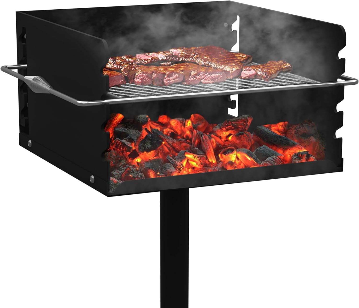 Park Style Charcoal Grill, Heavy Duty In Ground Park Grill with ...