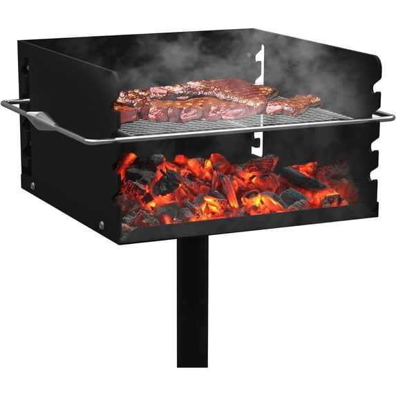 Park Style Charcoal Grill, Heavy Duty In Ground Park Grill with ...