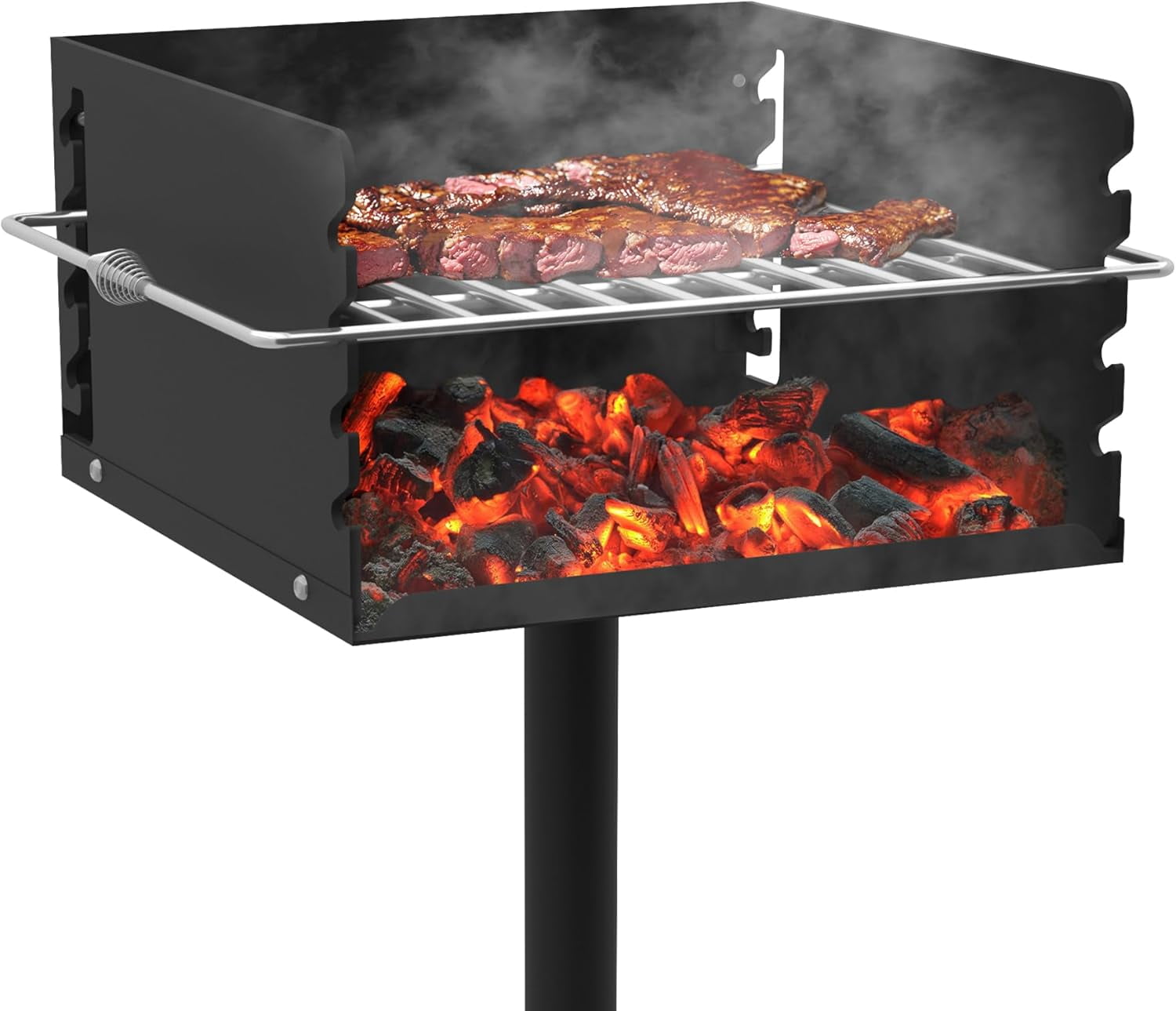 Park Style Charcoal Grill, Heavy Duty In Ground Park Grill with ...