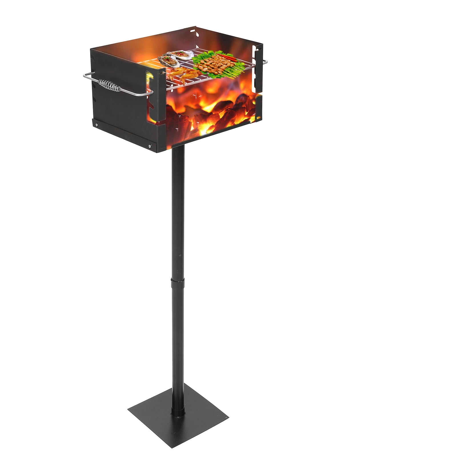 Yiwa 20” Charcoal Grill, Heavy-Duty Steel, Post-Mount, 4-Level ...