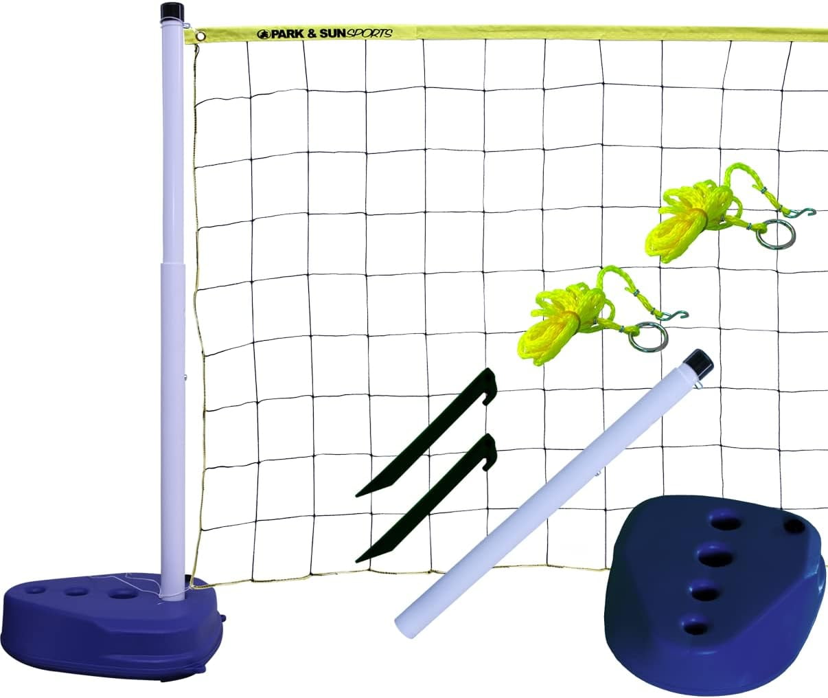 Park & Sun Sports Portable Indoor/Outdoor Swimming Pool Volleyball Net System, Blue, 24' W x 3 ...