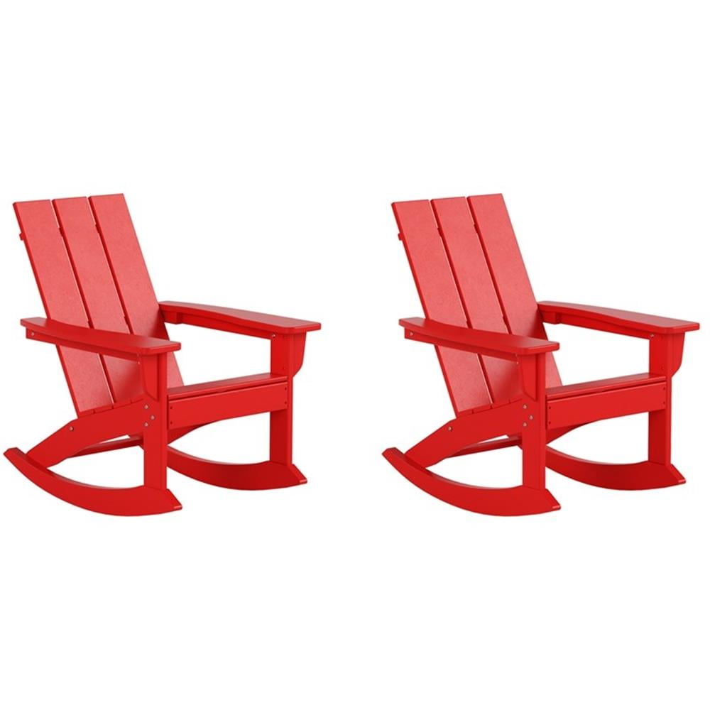 Parkdale Outdoor HDPE Plastic Adirondack Rocking Chair Red (Set of 2 ...