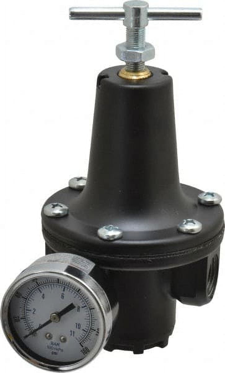 Parker 1/2 NPT Port, 300 CFM, Zinc Heavy-Duty T-Handle Regulator 2 to ...