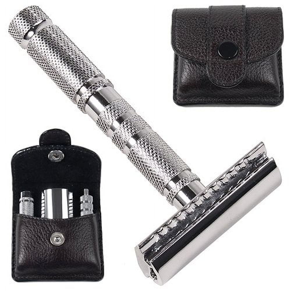 Parker 4 Piece Travel Safety Razor & Leather Case - A great Travel ...