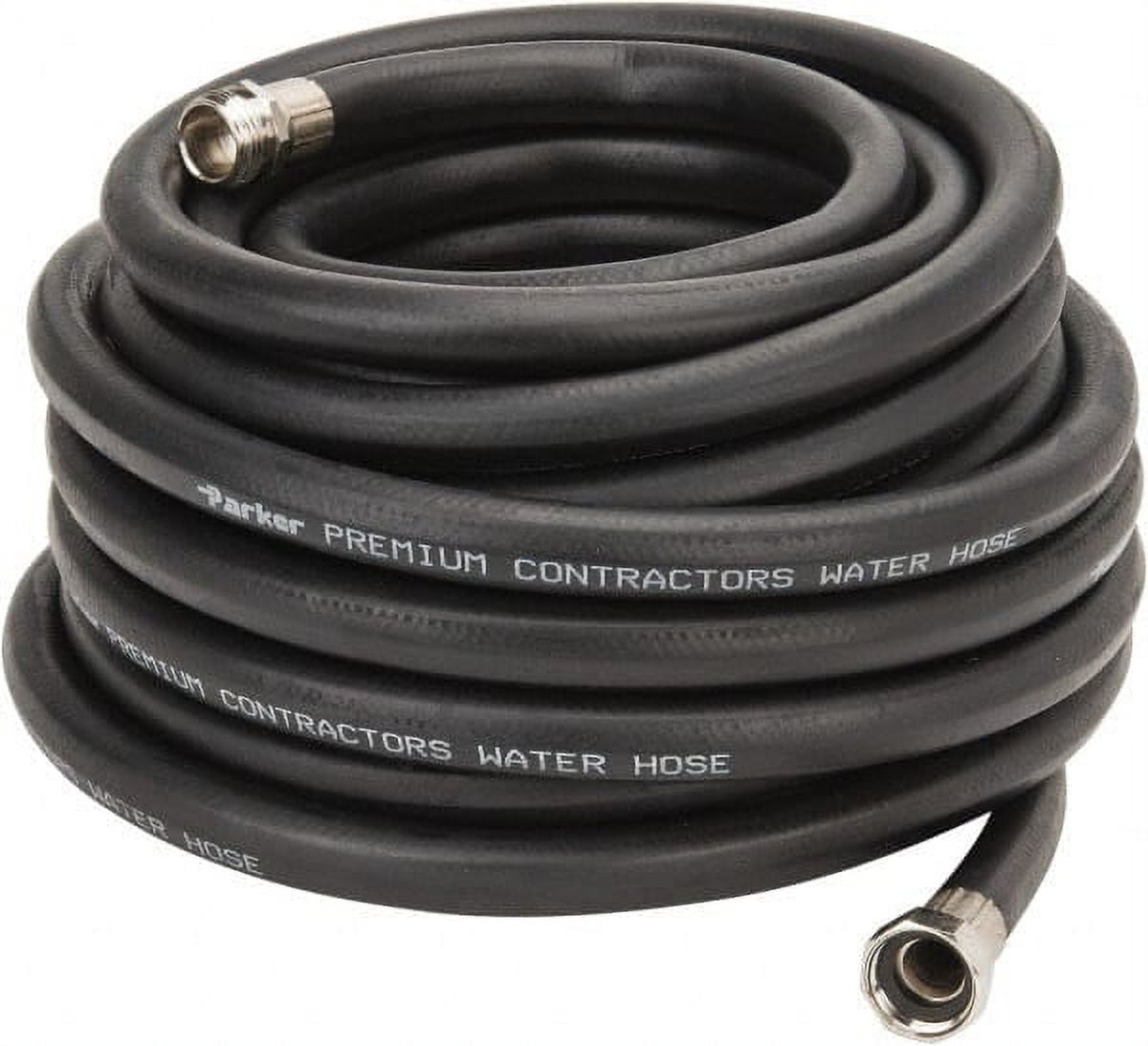 Parker 50' Long Water Hose 5/8" Diam, 3/4" GHT, Rubber, 125 psi, Black ...