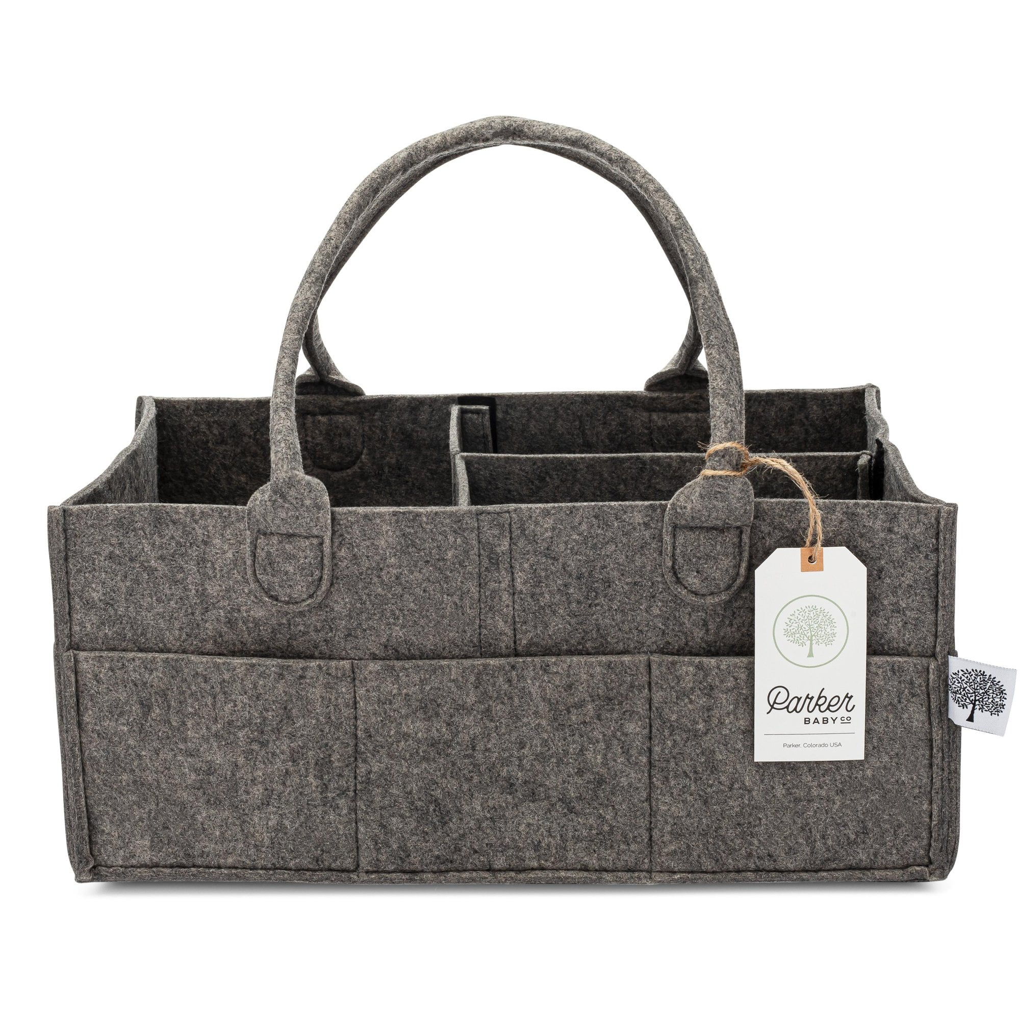 Parker Baby Felt Diaper Caddy - Dark Gray Nursery Storage for Diapers ...