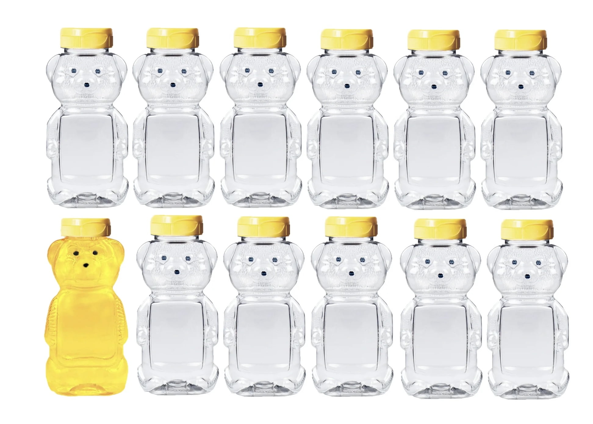 Parker Made in USA Honey Bottle Bear 8 Oz. Clear Container Squeeze Jar ...
