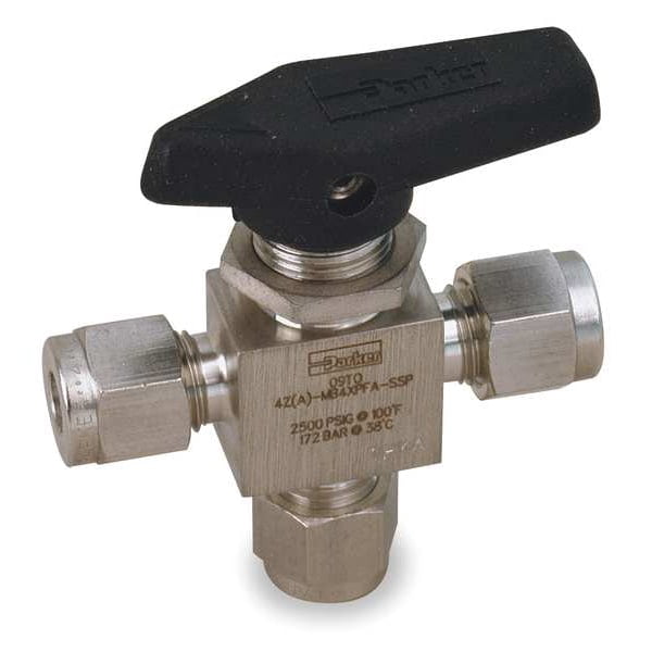Parker Manual 3-Way Ball Valve,3/8",316 SS 6A-MB6XPFA-SSP - Walmart.com