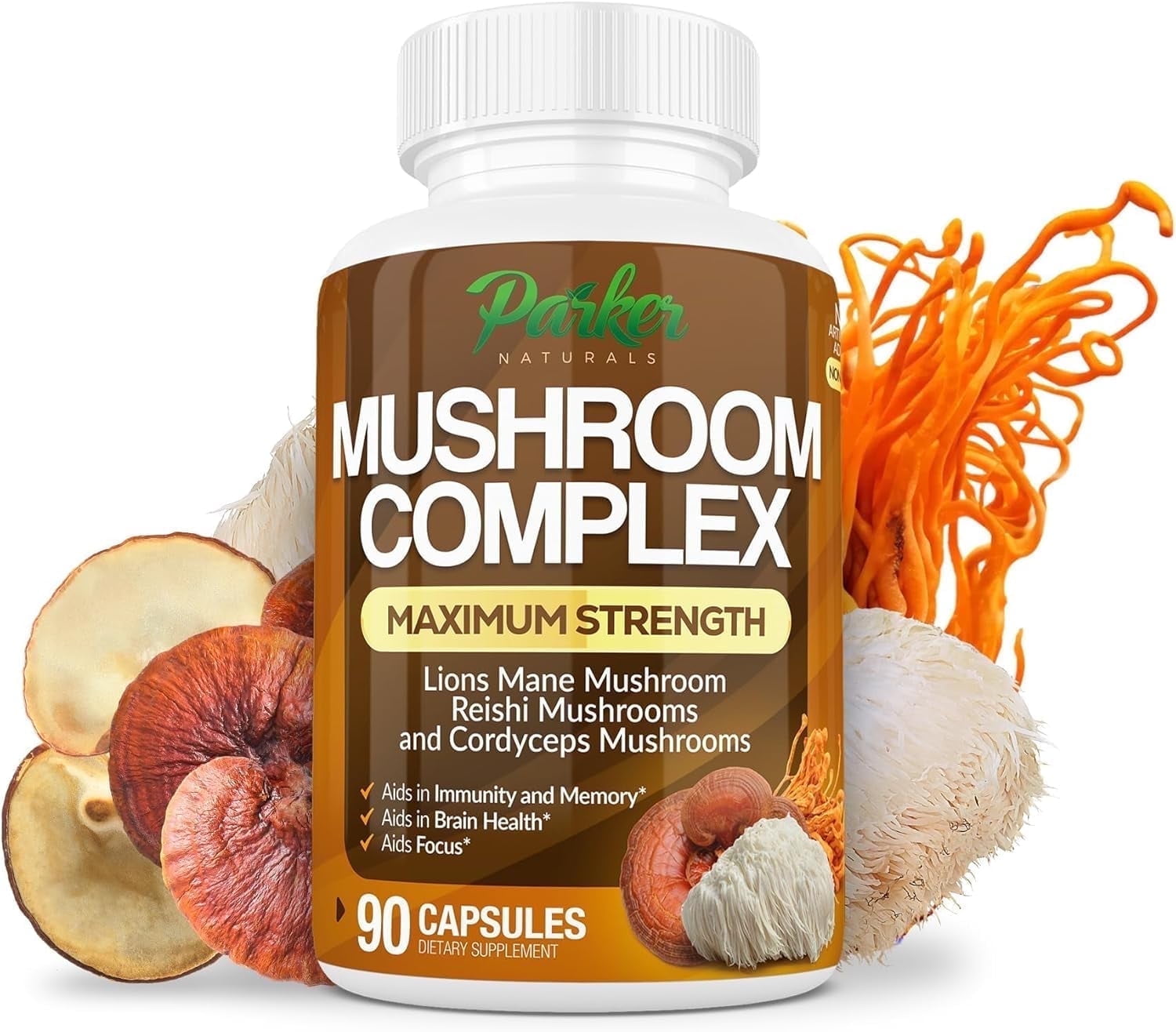Parker Naturals Mushroom Complex, Lions Mane, Cordyceps & Reishi, Energy Support, 90 Capsules ...