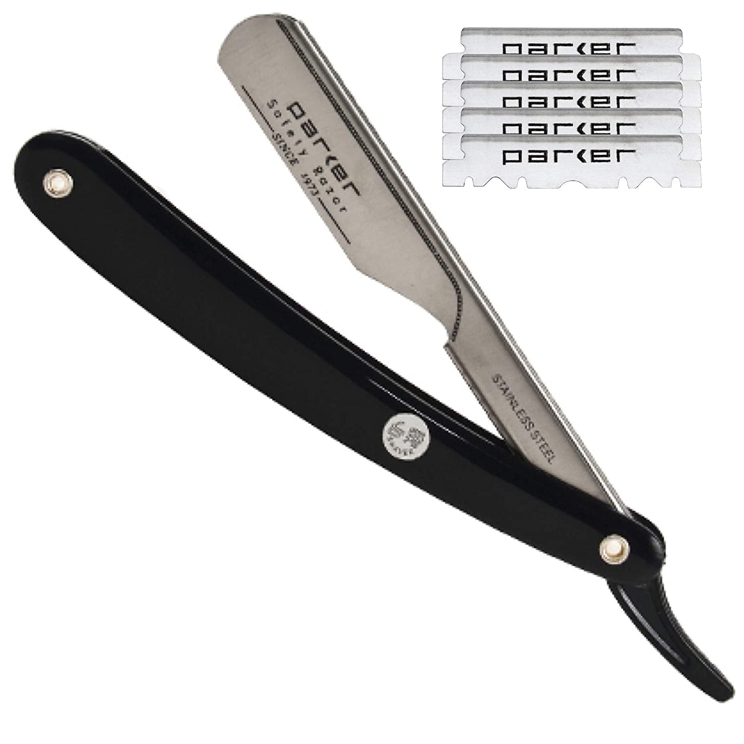 Parker PTB Professional Straight Edge Barber Razor with 5 Blades from ...