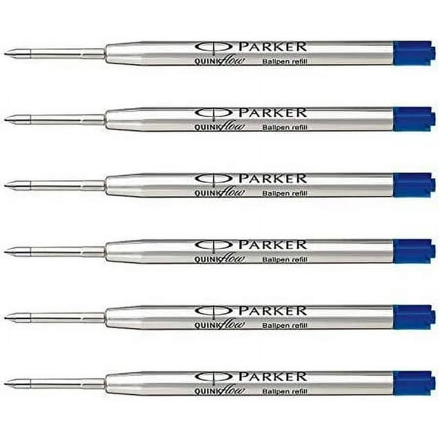 Parker Quink Flow Medium Point Ballpoint Pen, Blue Ink Refill (Pack of 6) - Walmart.com
