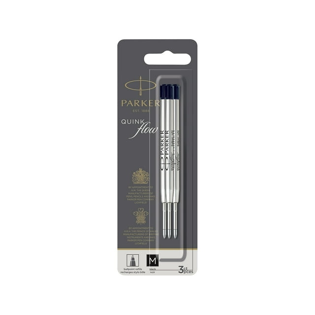 Parker Quinkflow Medium Point 0.7mm Ballpoint Pen Refill, Black Ink, 3/Pack - Walmart.com