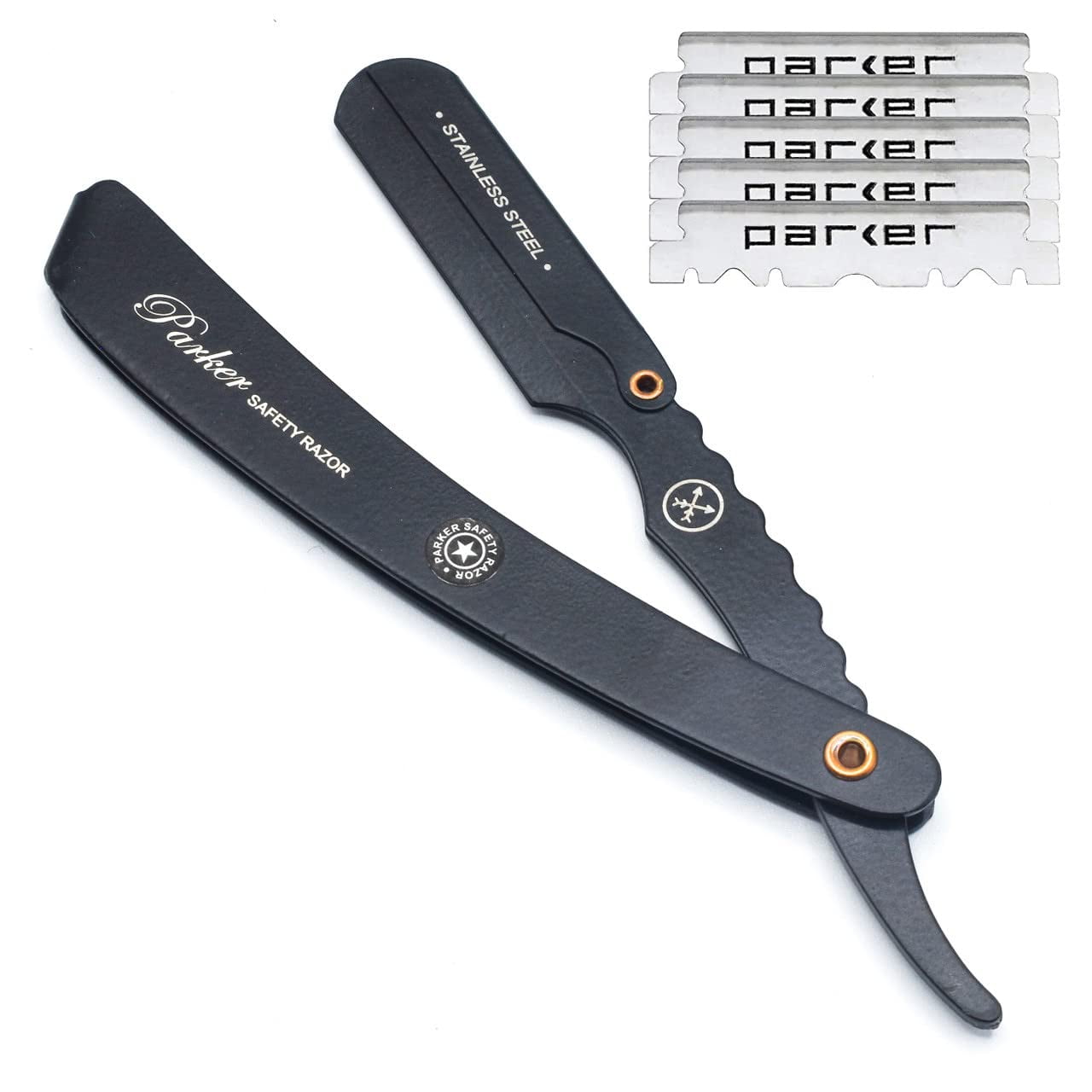 Parker SRXBLK Stainless Steel Clip Type Barber Straight Barber Razor ...