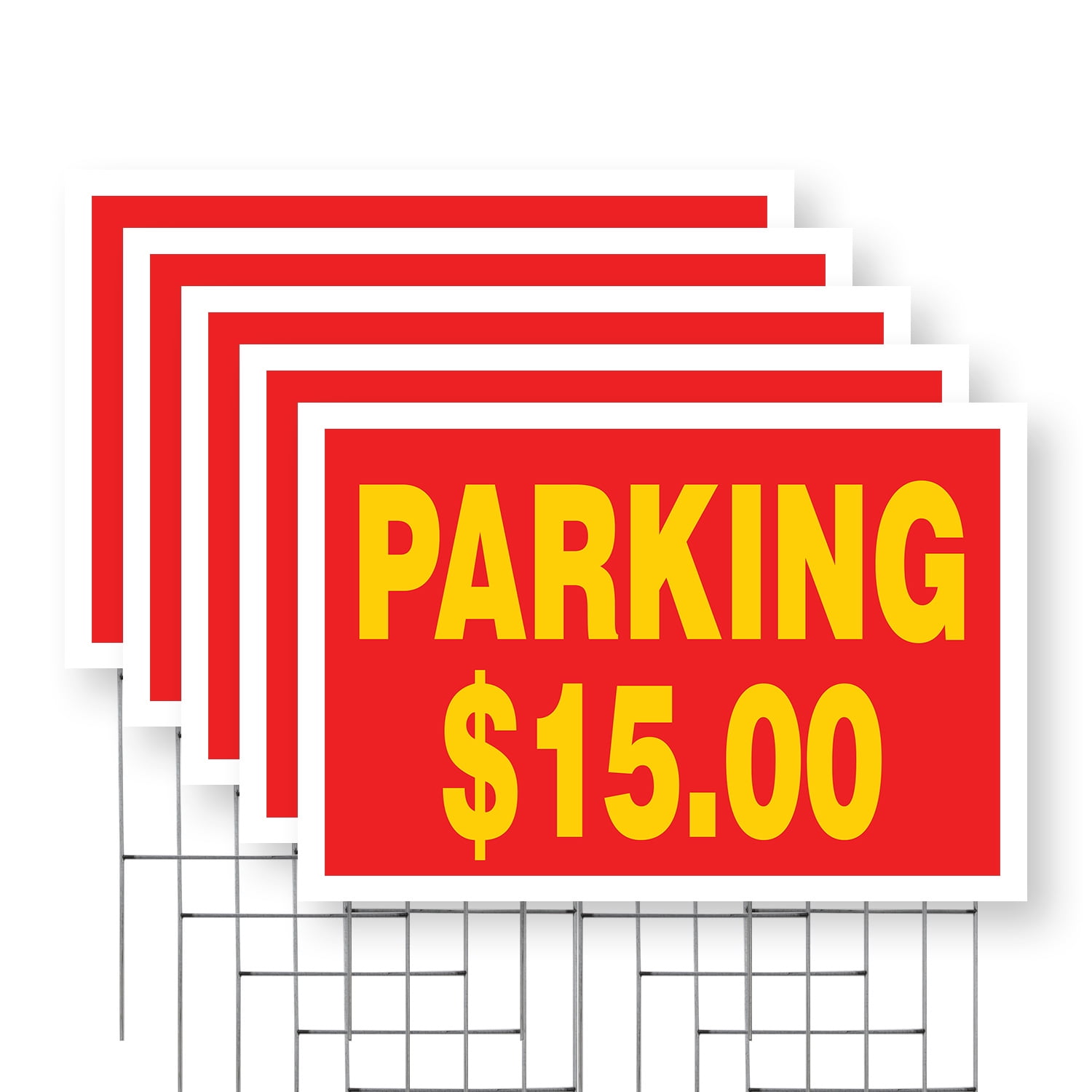 Parking $15 Dollars Yard Sign 5 Pack of 24 Inch x 36 Inch Double Sided ...