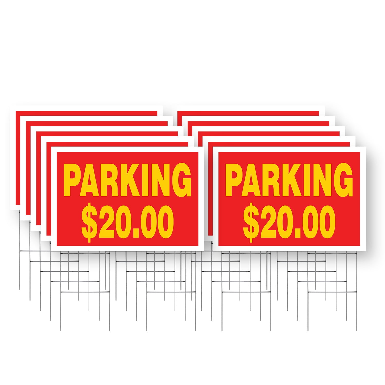 Parking $20 Dollars Yard Sign 10 Pack of 24 Inch x 36 Inch Double Sided ...