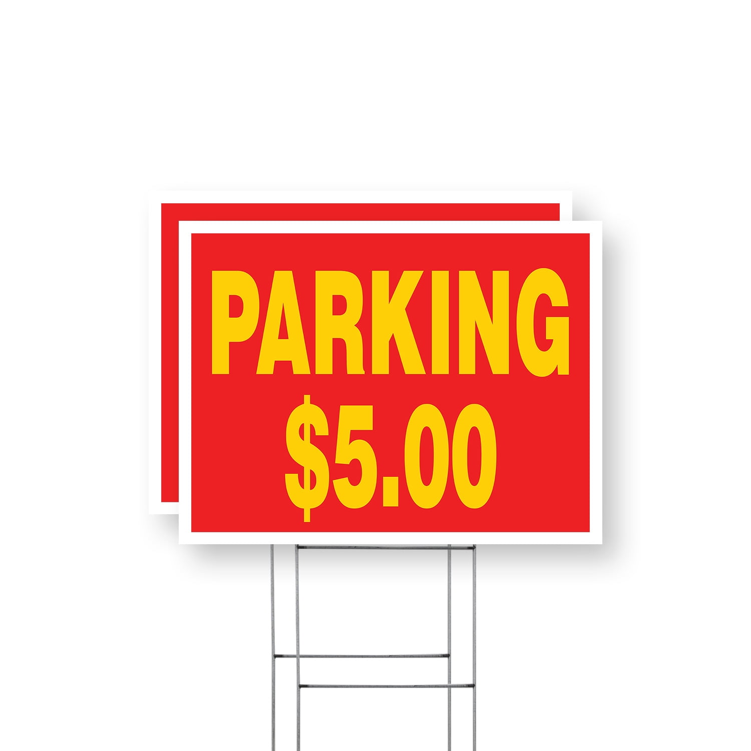 Parking $5 Dollars Yard Sign 2 Pack of 12 Inch x 16 Inch Double Sided ...