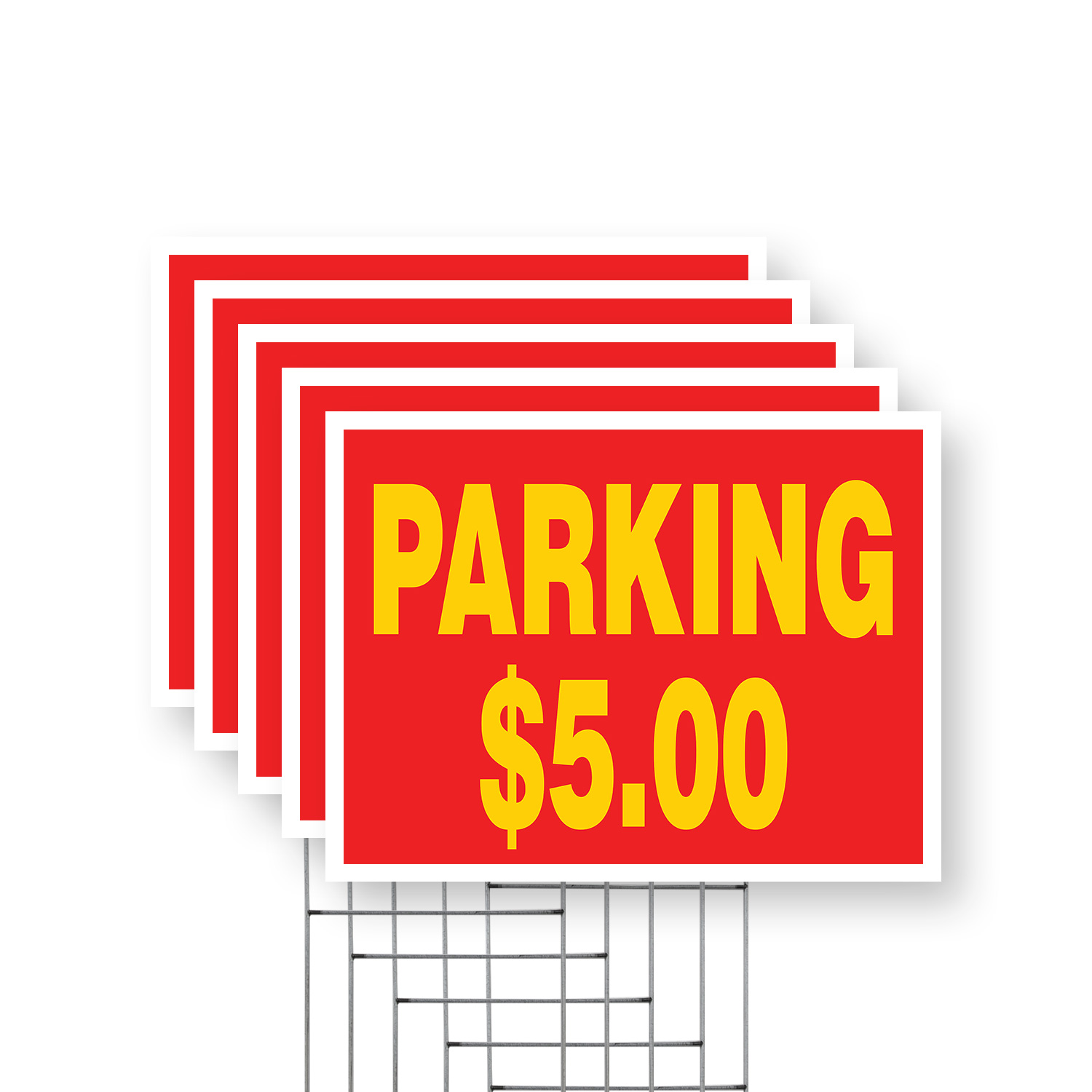 Parking $5 Dollars Yard Sign 5 Pack of 18 Inch x 24 Inch Single Sided ...