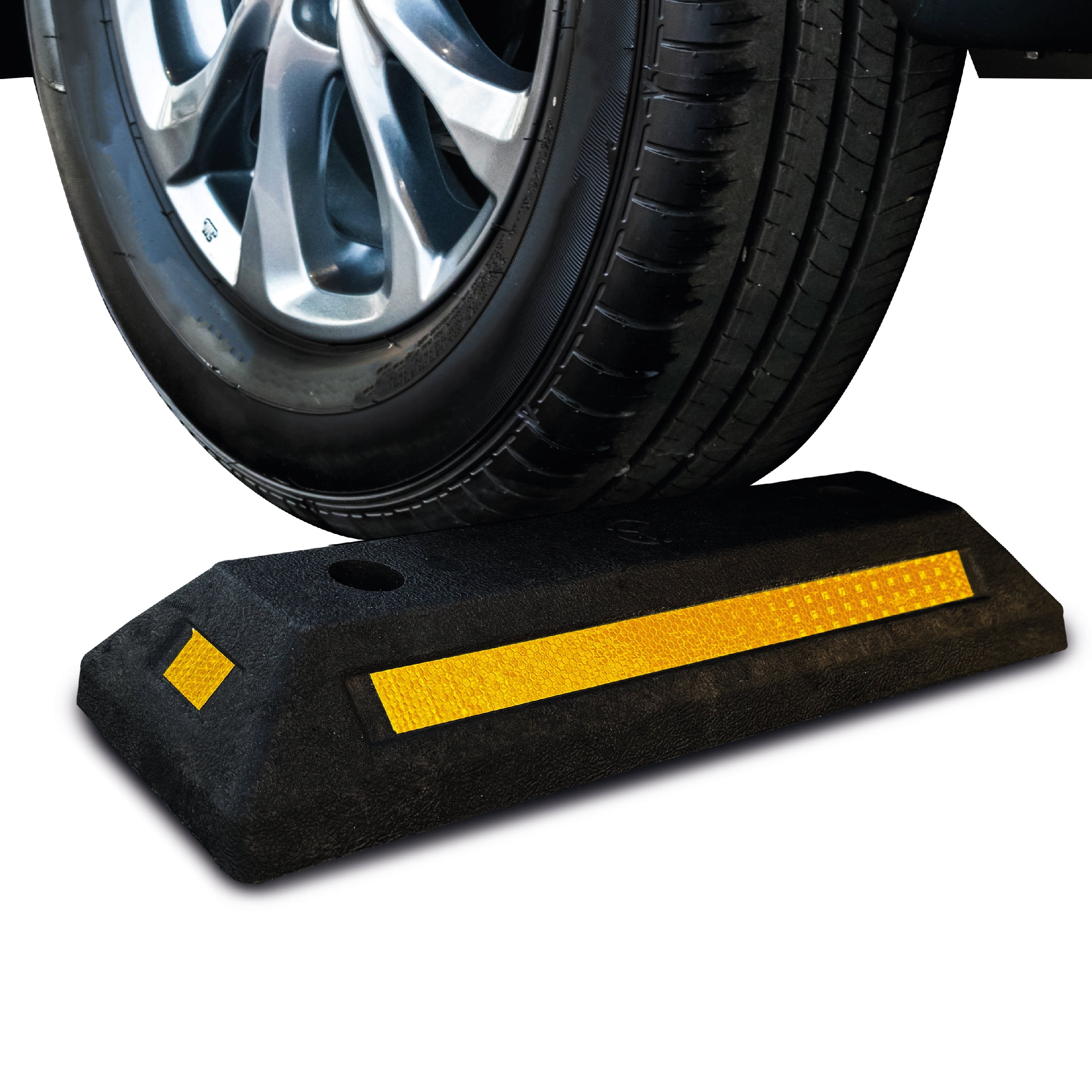 Parking Block Curb for Garage Heavy Duty Wheel Stopper Rubber 4 Sided ...