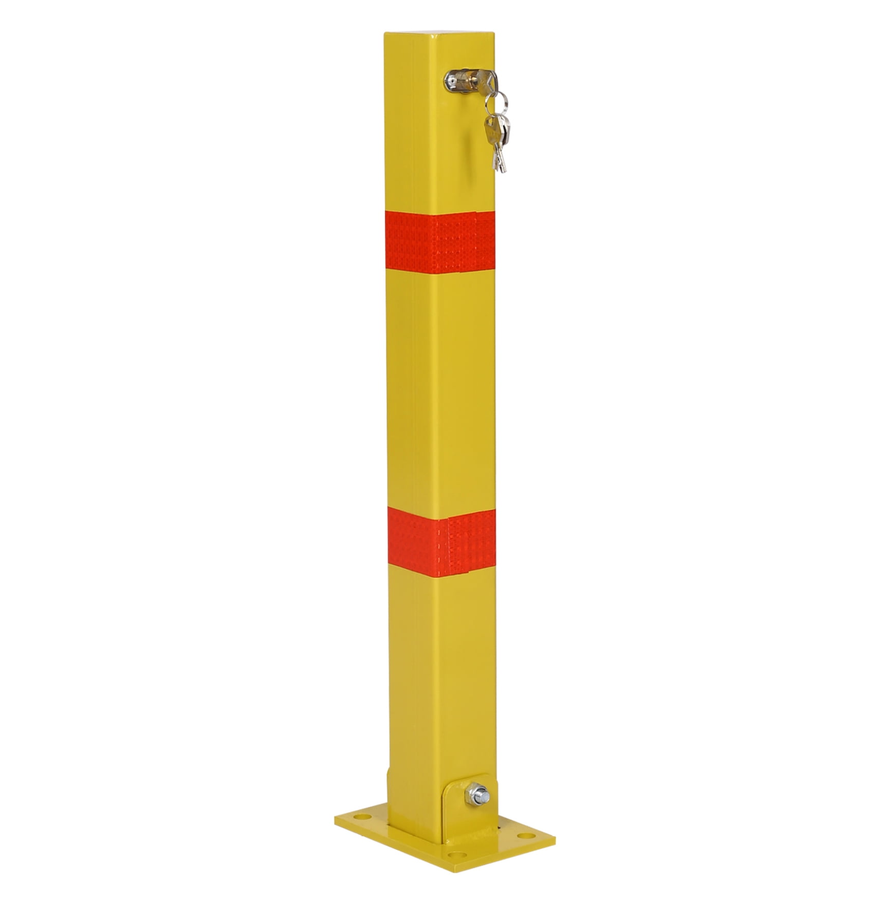 Parking Bollard - Square Yellow Steel Barrier Posts with Lock, Car ...