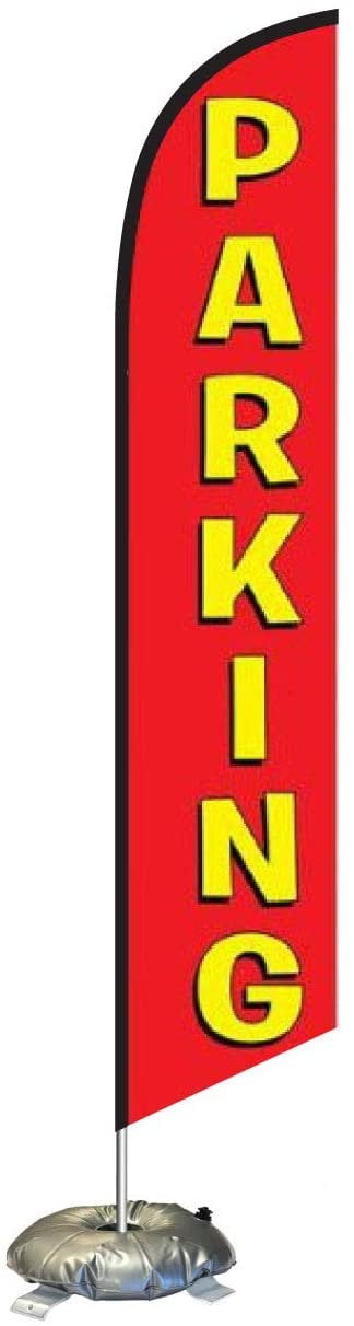 Parking Feather Flag Kit with Cross-Base and Weight-Donut, Outdoor ...