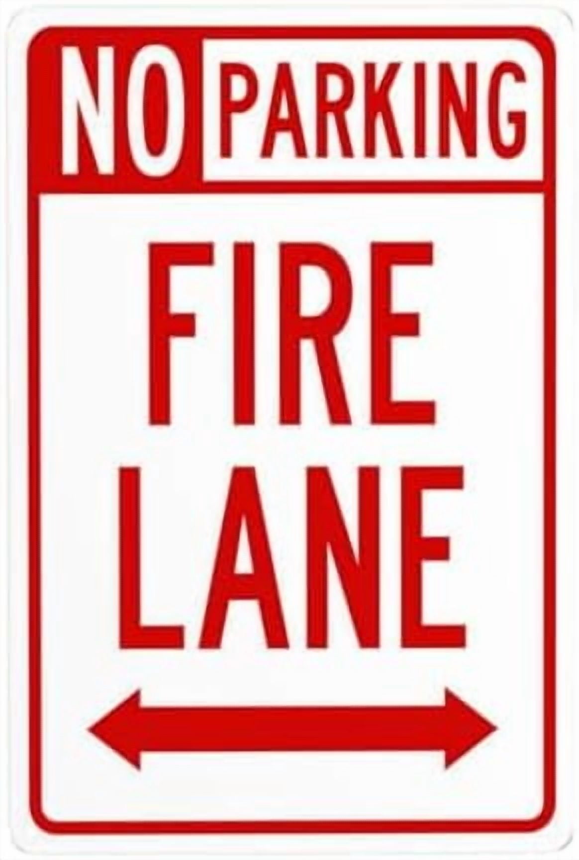No Parking Fire Lane With Bidirectional Arrow Metal Warning Sign ...