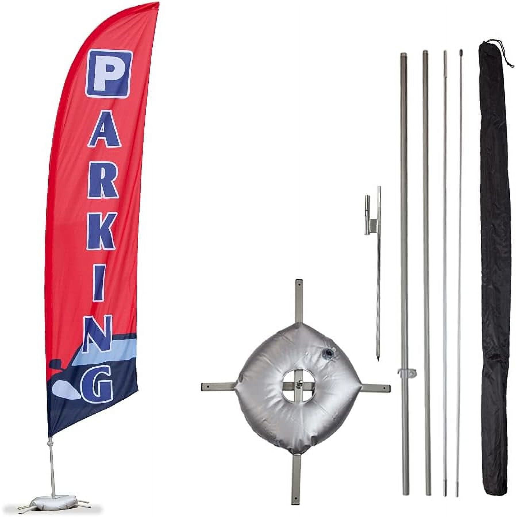 Parking Flag Kit - 13.5ft Knitted Polyester Swooper Flag with Pole Set ...