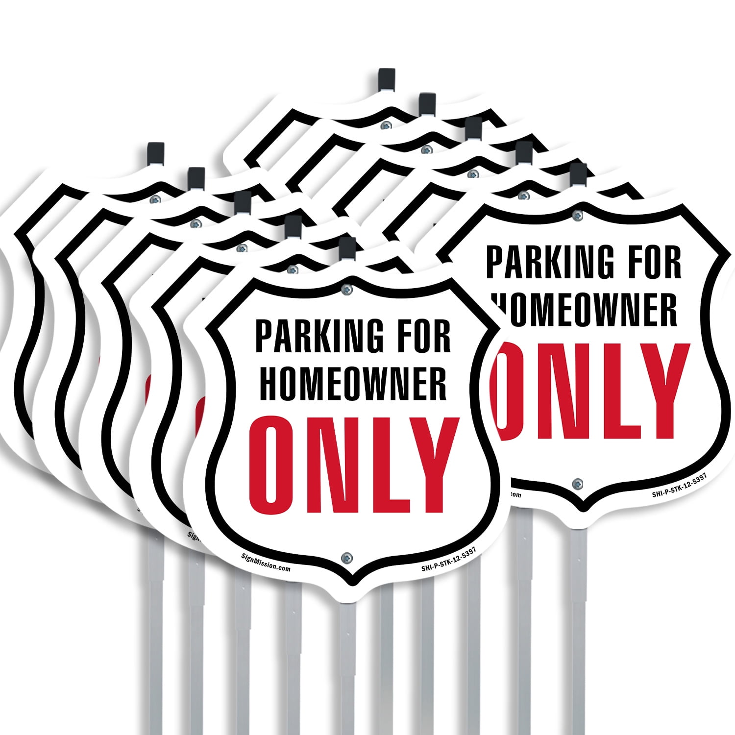 Parking For Homeowner Only (10 Pack) 12 inch X 12 inch Shield Shaped ...