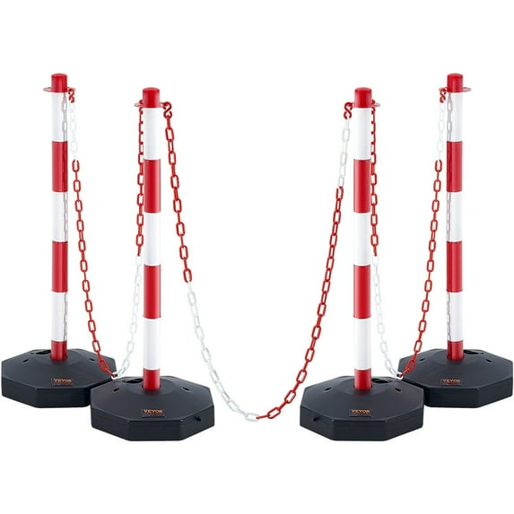 Parking Lot Safety Cones, 4-Pack Adjustable Delineators with Chain Link ...
