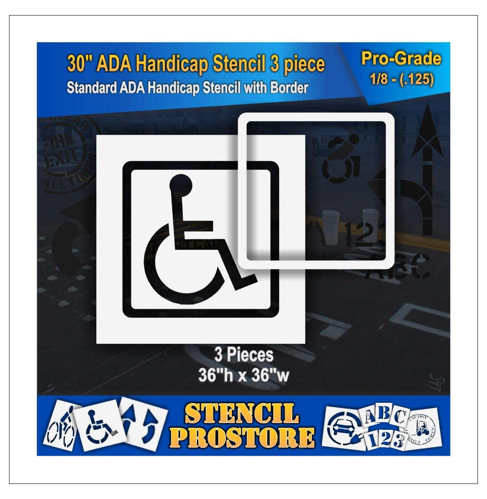 Parking Lot Stencil - 30 in - Handicap Stencil with Solid Border (2 ...