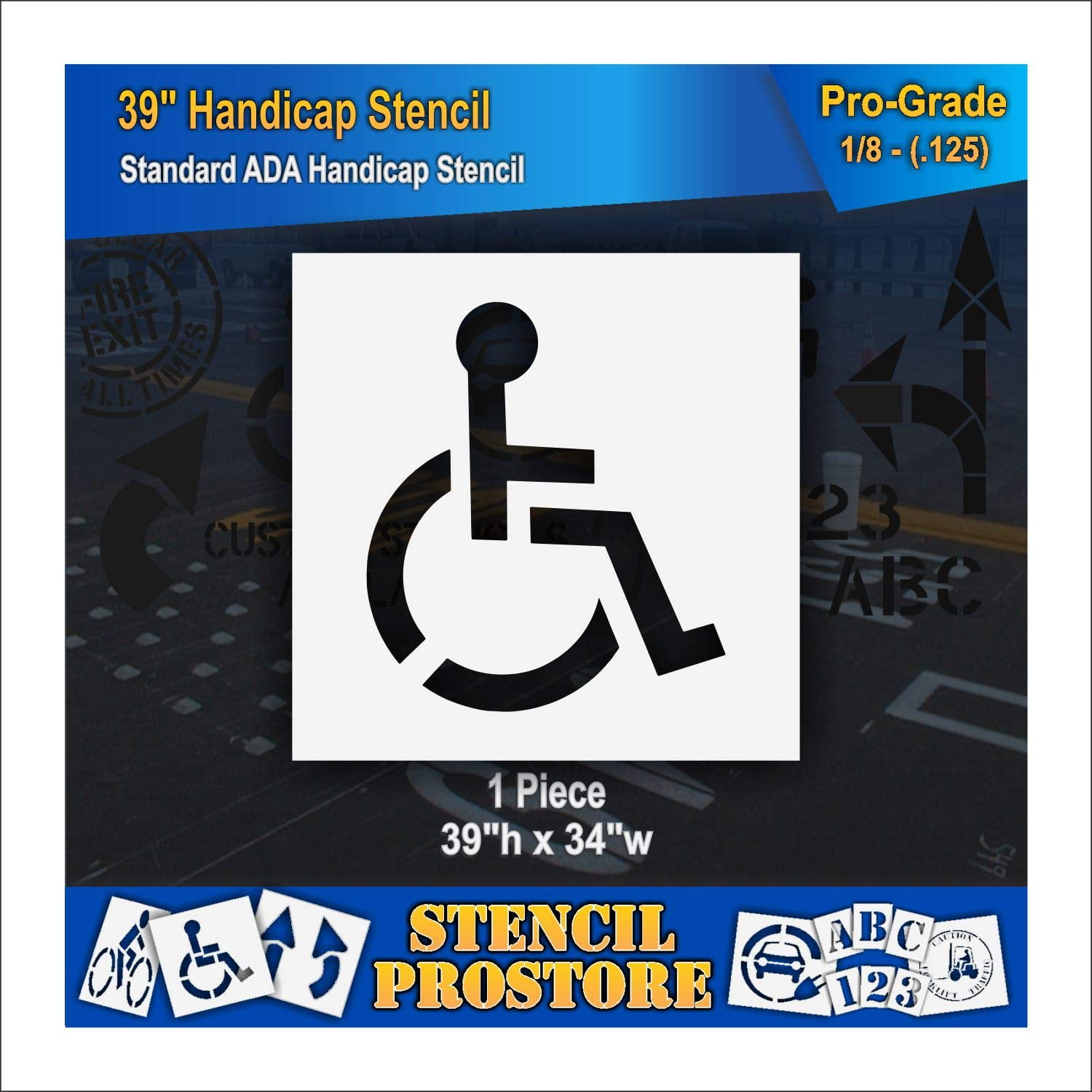 Parking Lot Stencil - 39" - ADA Handicap Stencil (4" Stroke) - 39'' x ...