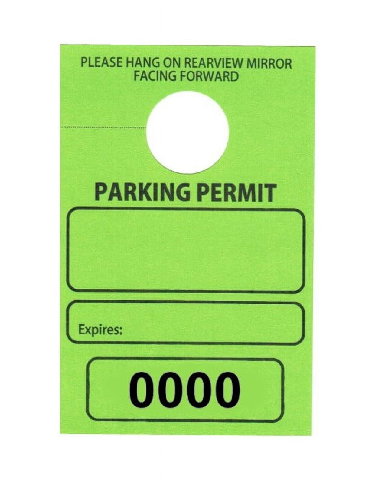 Parking Permit Hang Tags, 3 1/8 X 4 3/4, Green, Seq. Numbered 0000-0250 ...