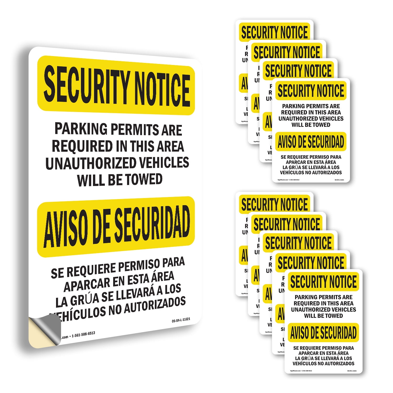 Parking Permits Required Bilingual OSHA Security Notice Vinyl Decal ...