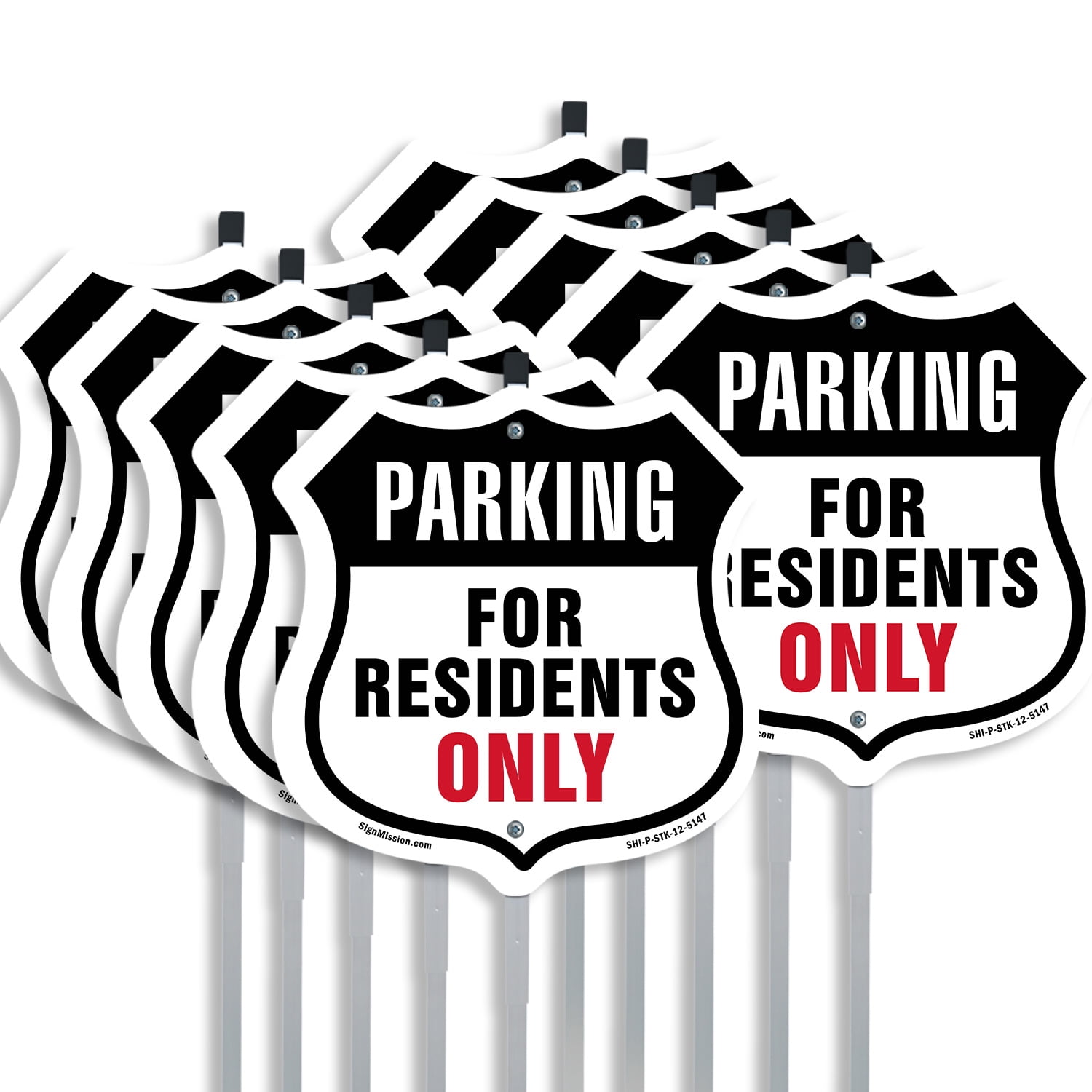 Parking For Residents Only (10 Pack) 12 inch X 12 inch Shield Shaped ...