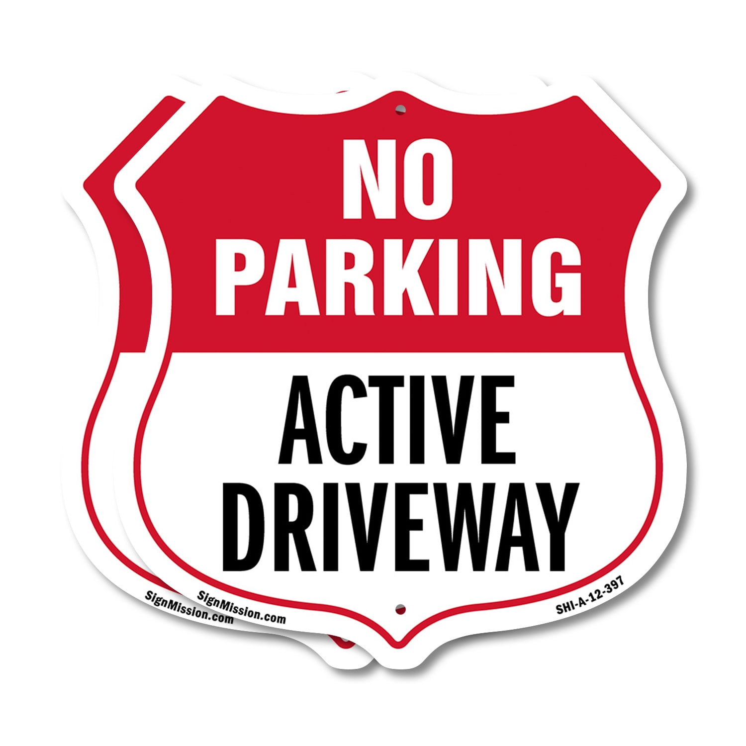 No Parking Shield Sign Active Driveway (2 Pack) 12 inch X 12 inch ...
