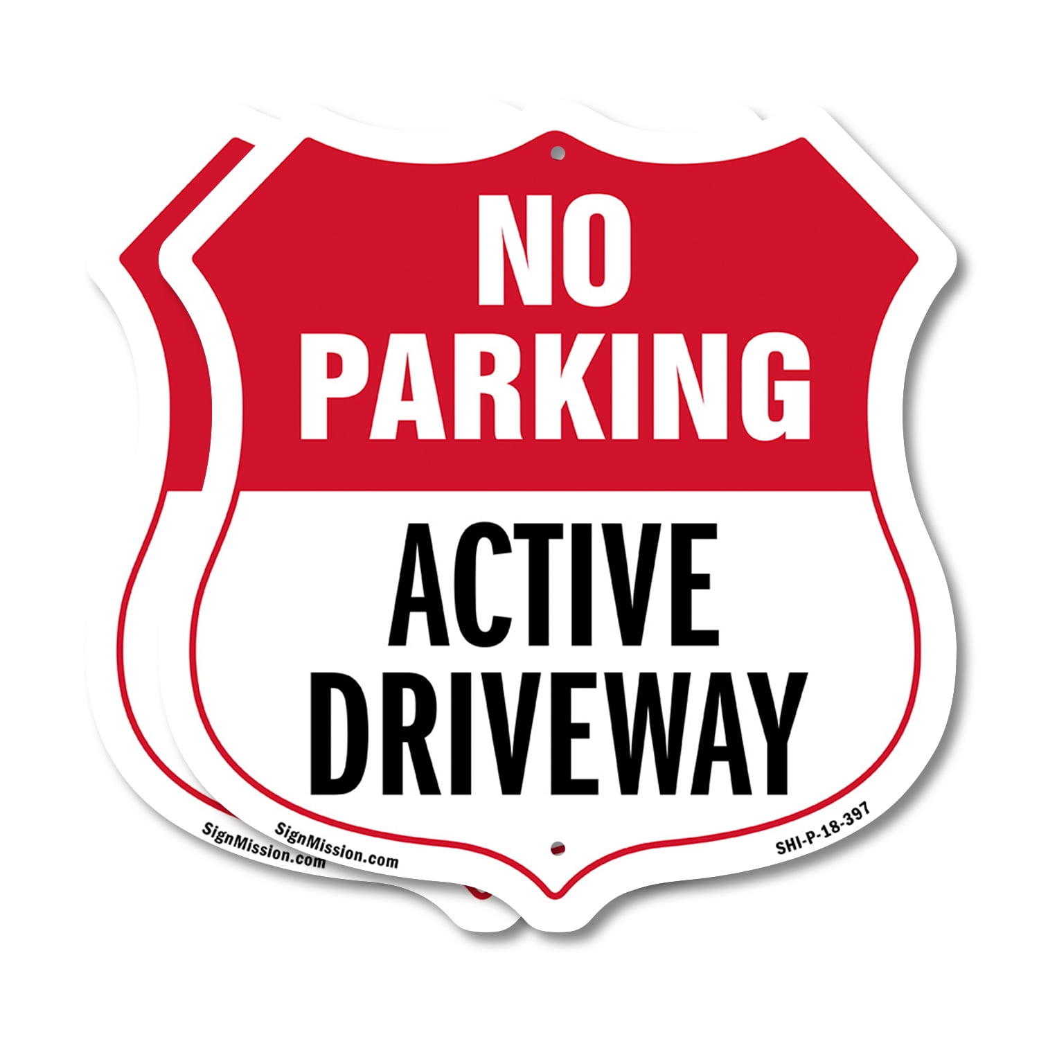 No Parking Shield Sign Active Driveway (2 Pack) 18 inch X 18 inch ...