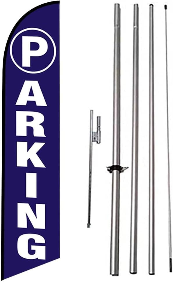 Parking Sign Outdoor Feather Banner Flag Signs with complete Pole kit ...