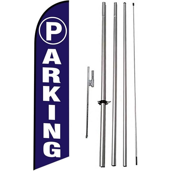 Parking Sign Outdoor Feather Banner Flag Signs with complete Pole kit ...