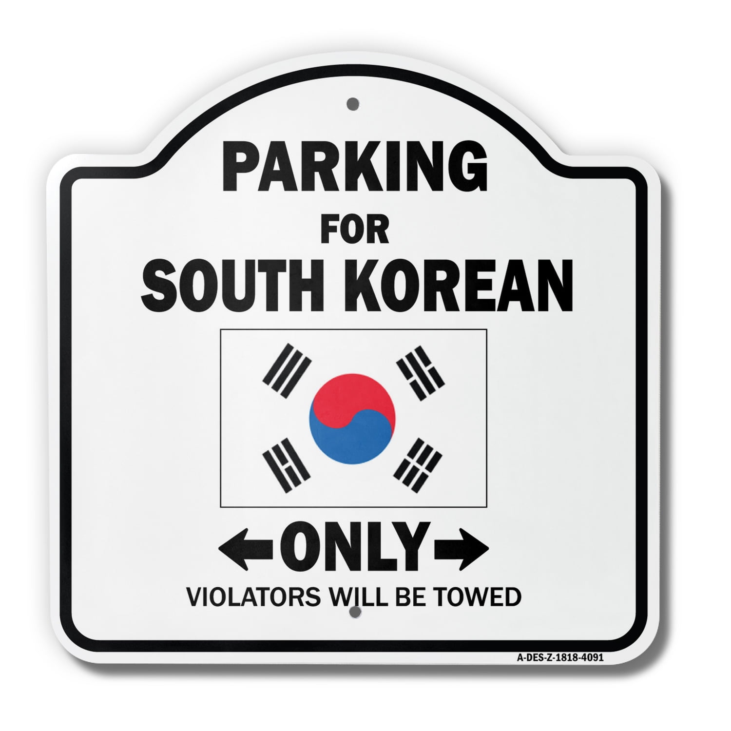 Parking For South Korean Only 18" X 18" Heavy-Gauge Aluminum ...