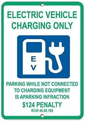 Parking Tin Sign Electric Vehicle Charging Only Funny Sign Decoration ...