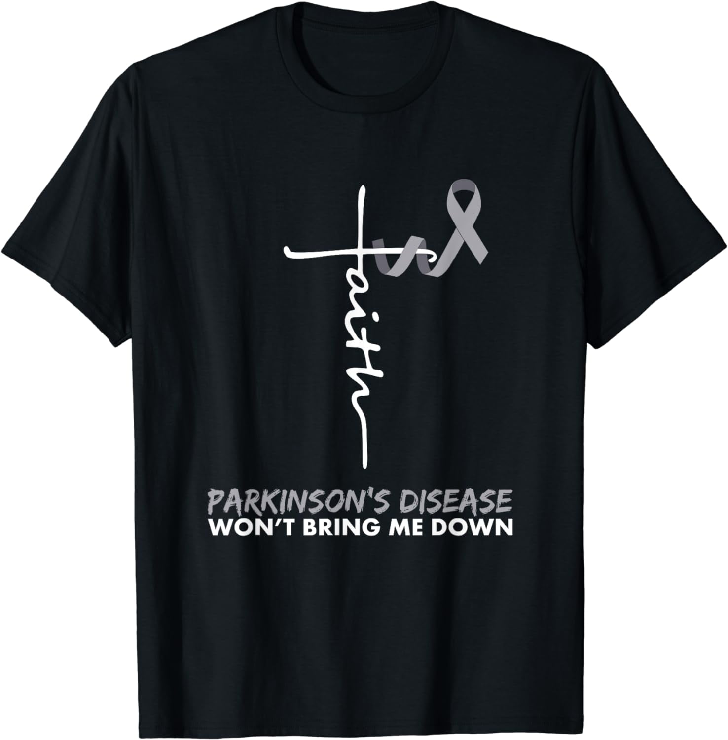 Parkinson's Disease Awareness T-Shirt - Gray Ribbon - Faith - Walmart.com