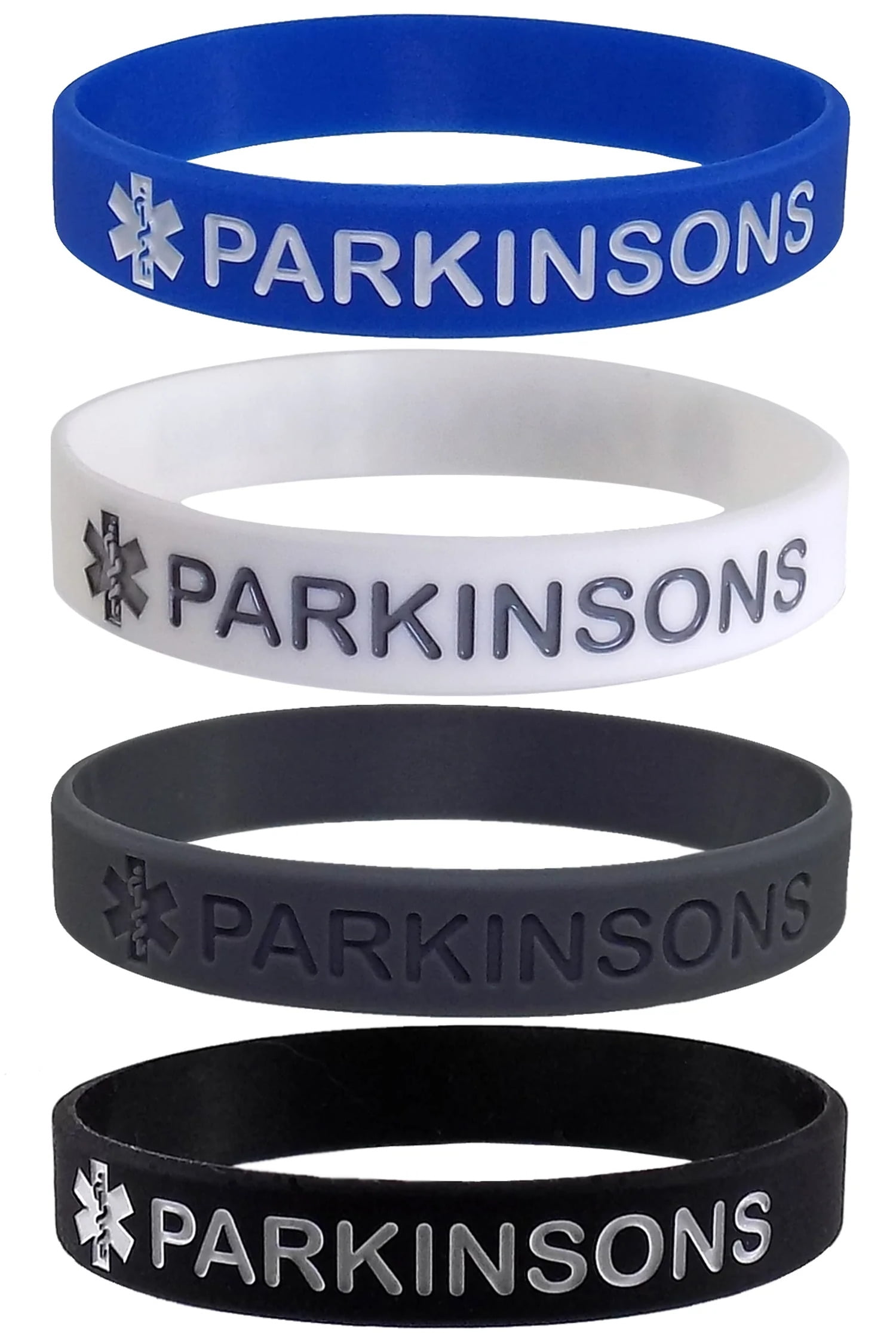 Parkinsons Medical Alert ID Silicone Bracelets Wristbands for Parkinson ...